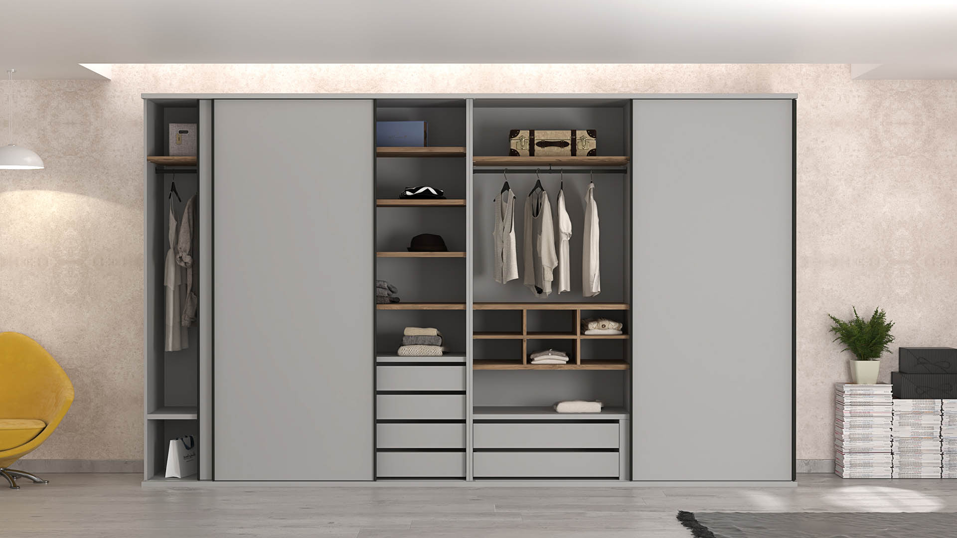 Muros Four Sliding Door Wardrobe AR005 – Modern Europa Furniture