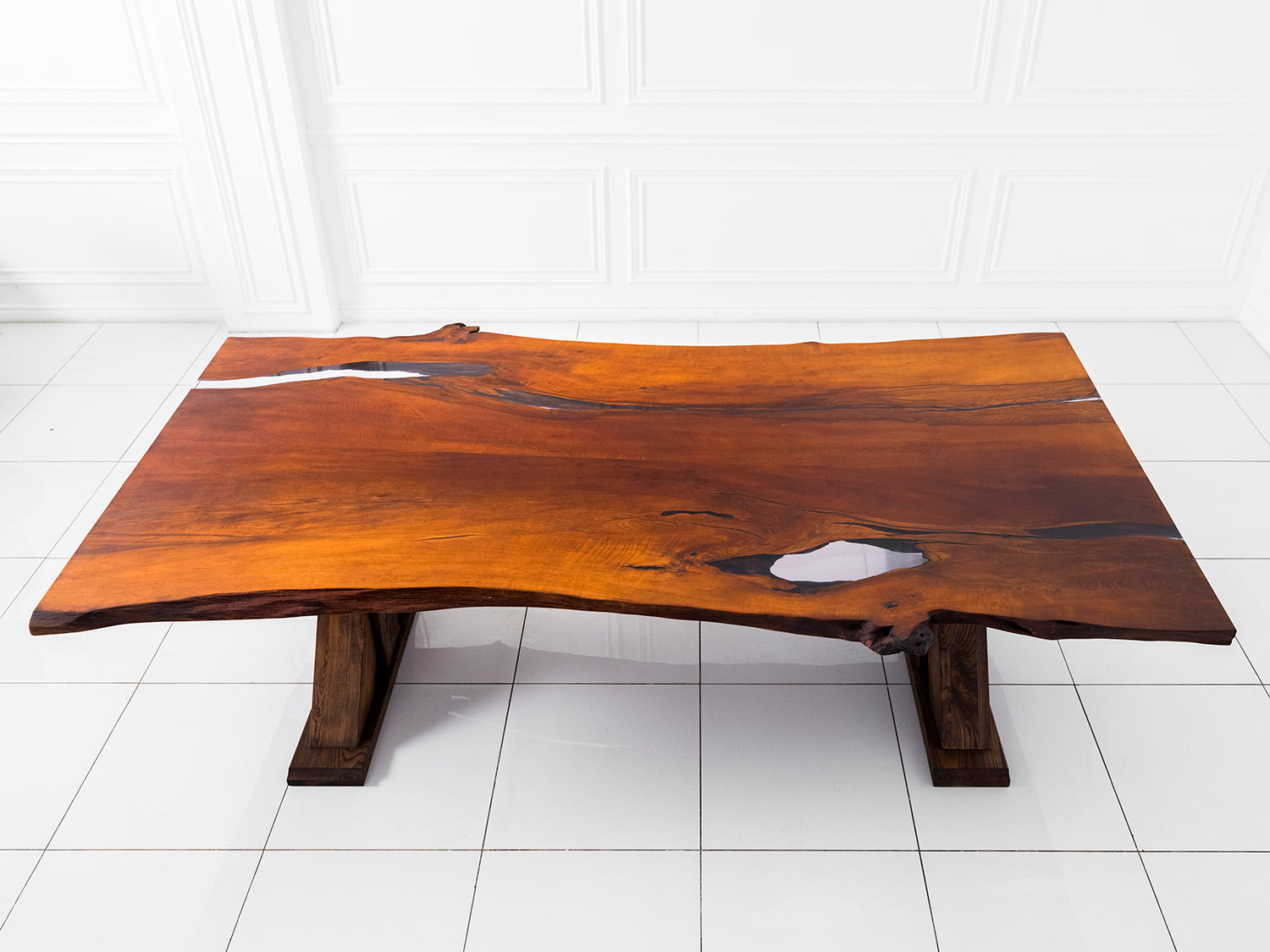Dining Solid Pear Tree Wood Table MARS Filled with Polymer Resin ...